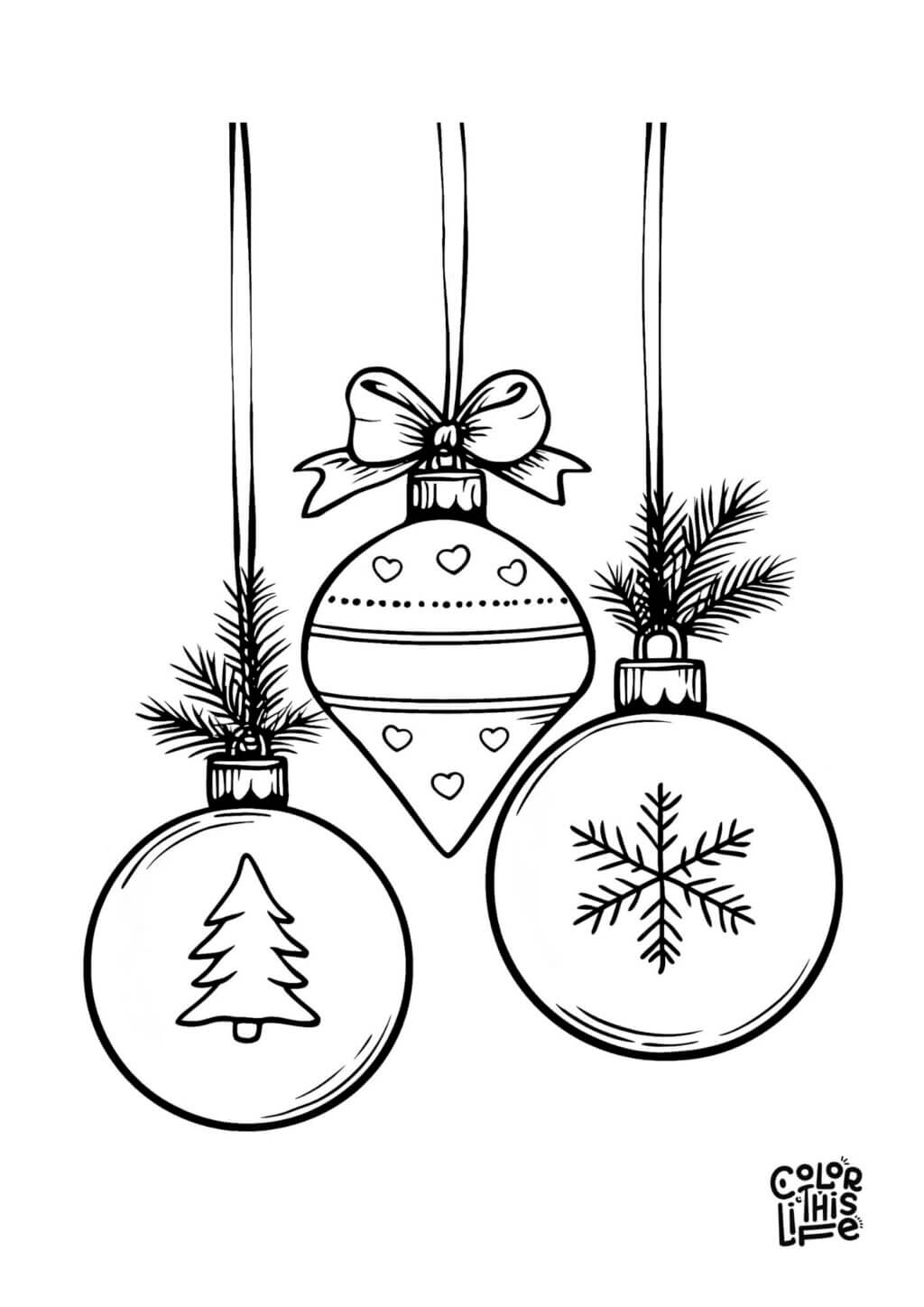 Artistic Christmas decorations coloring page