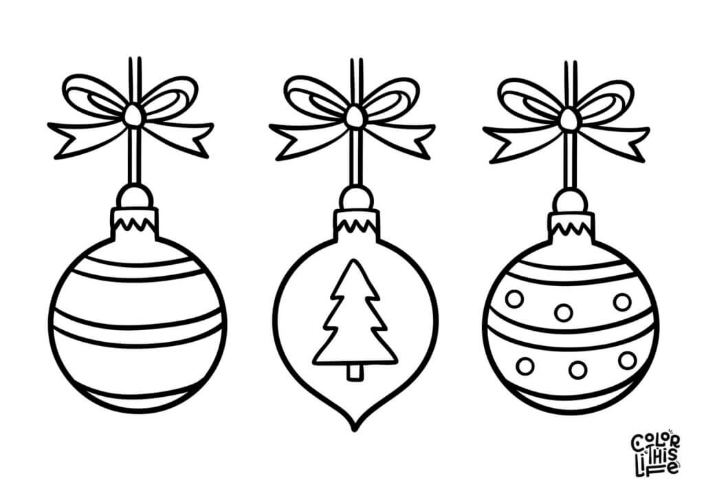 Christmas tree ornaments coloring page for kids