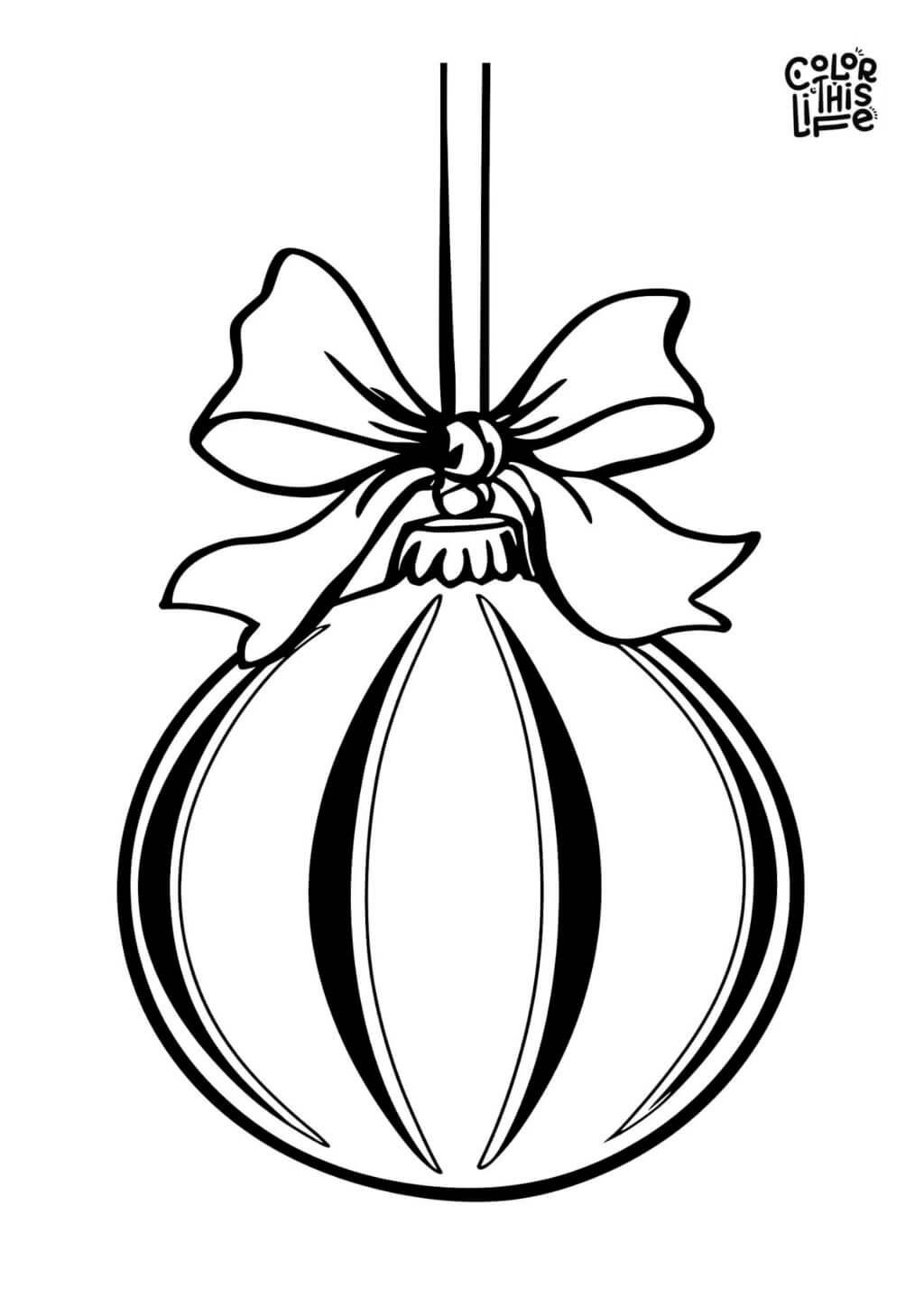 Fancy Christmas ornament coloring sheet