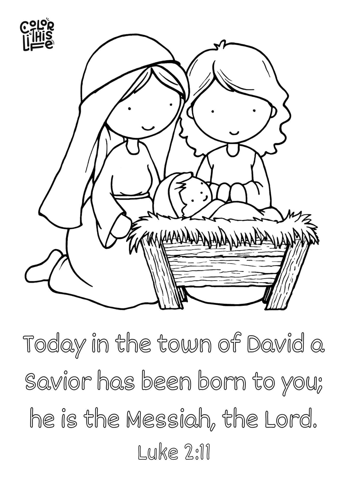 Jesus is born coloring page for kids