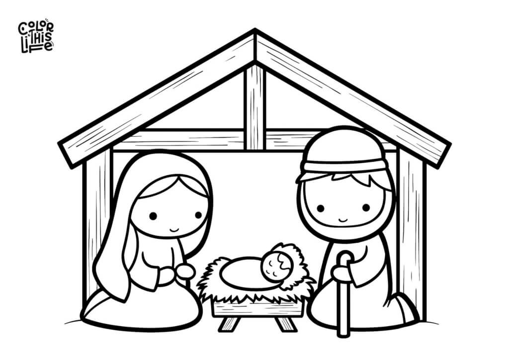 Jesus is born coloring page for kids