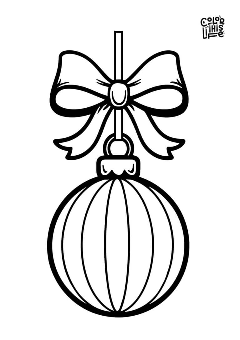 Simple ornament coloring page with ribbon